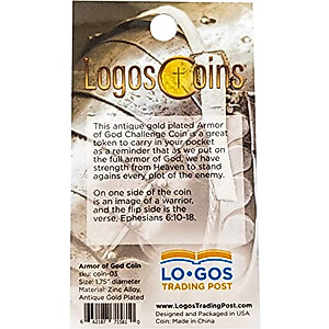 Put on The Whole Armor of God, Challenge Coin, Antique Gold Plated, Armor of God and Ephesians 6