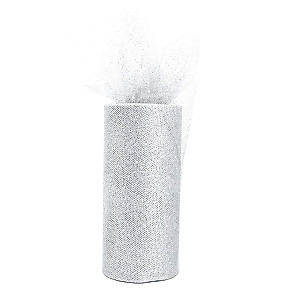 levylisa Glitter Silver Shimmer Tulle Roll 6" x 25 Yard- Silver Tulle Spool-Tulle Fabric-Tutu Tulle-Silver Wedding Tulle