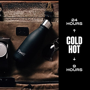 S'well Stainless Steel Water Bottle, 9oz, Onyx, Triple Layered Vacuum Insulated Containers Keeps Drinks Cold for 24 Hours and Hot for 12, BPA Free, Perfect for On the Go