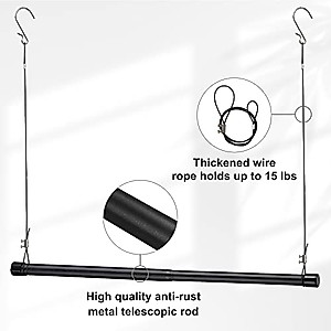 Hanging Closet Rod,15-25 Inch Adjustable Closet Hanging Organizer,35 Inch Height Space-Saving Clothes Hanging Bar,Black Closet Rod Extender…