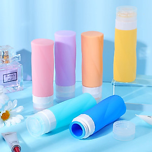 6 Pcs Travel Bottles for Toiletries Leak Proof Travel Containers 3 oz Squeezable Silicone Toiletry Bottles Travel Tubes Refillable Liquid Travel Accessories for Cosmetic Shampoo Conditioner Lotion