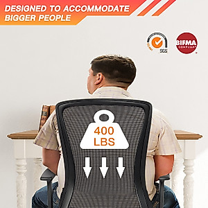 Big and Tall Office Chair for Heavy People 400lb, Ergonomic Desk Chair Mesh Computer Chair with Lumbar Support, Adjustable Height and Armrests