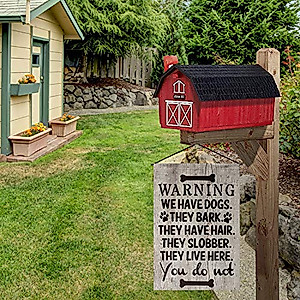 AVOIN Dog Warning Slogan Wood Garden Flag Vertical Double Sided, They Slobber They Live Here Yard Outdoor Decoration 12.5 x 18 Inch