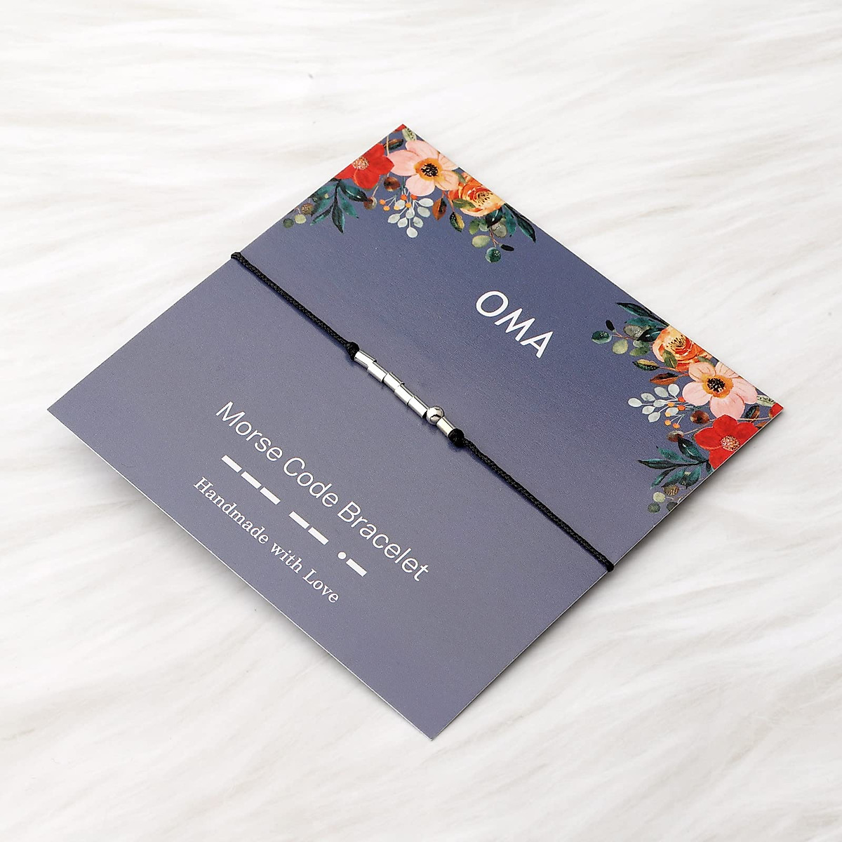 ENSIANTH Oma Gift Grandma Gift Morse Code Bracelet Gift for Grandma Mother’s Day Gift Grandma Bracelet New Grandma Gift (Oma MC Bra)