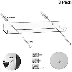 Cerpourt 8 Pack 12'' Clear Vinyl Record Display Shelf,Acrylic Album Vinyl Record Holder Wall Mount and Display Your Favorite LP Records in Style