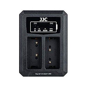 JJC NP-W126 Battery Charger USB Dual Slot for Fuji Fujifilm X-T3 X-T2 X-T1 X-S10 X-T30 X-T20 X-T10 X-T200 X-T100 X100V X100F X-H1 X-PRO3 X-PRO2 X-E4 X-E3 X-E2 X-E2S X-E1 X-A7 and More Fujifilm Cameras