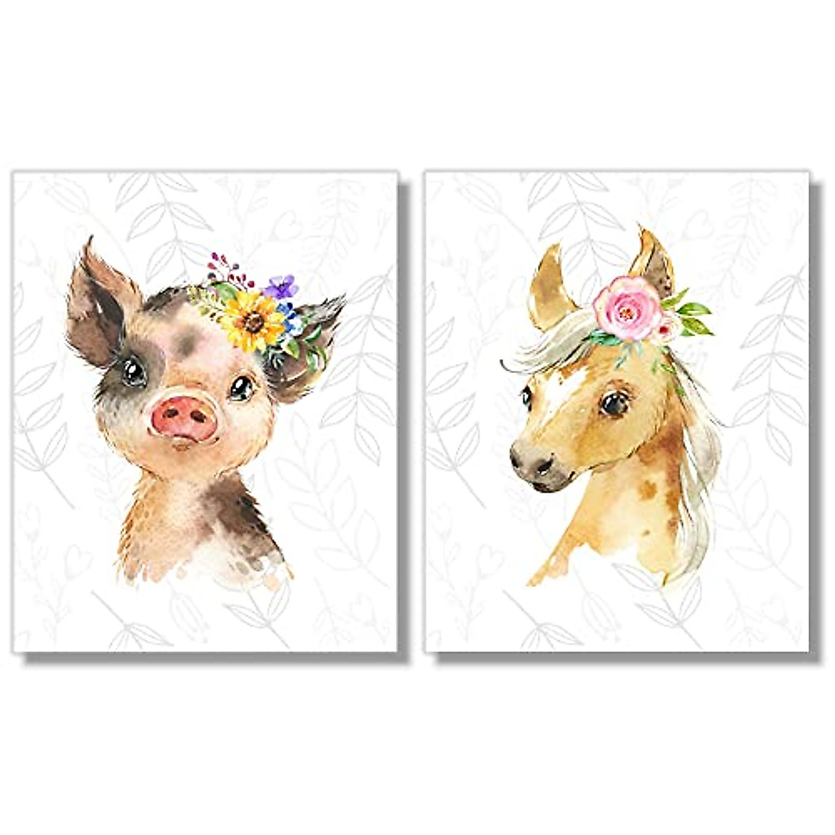 Baby Farm Animals Wall Art Prints - Nursery Decor - Set of 6-8x10 - Unframed - Watercolor