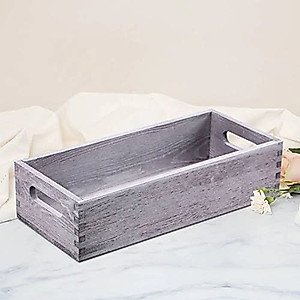 Wood Decorative Tray, LOVSTORAGE Bathroom Toilet Tank Tray Jewelry Tray Storage Organizer Makeup Tray Countertop Organizer Pine Wood Grey