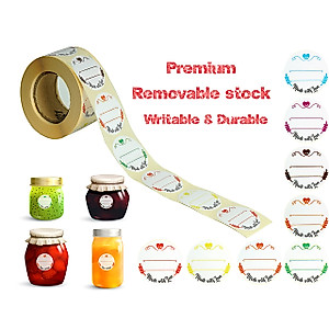 Seemy Food Labels 500 Pcs 8 Colors Labels for Containers, Stylish Design for Freezer Containers, Perfect Canning Labels, Jar Labels, Kitchen Labels, Removable Labels