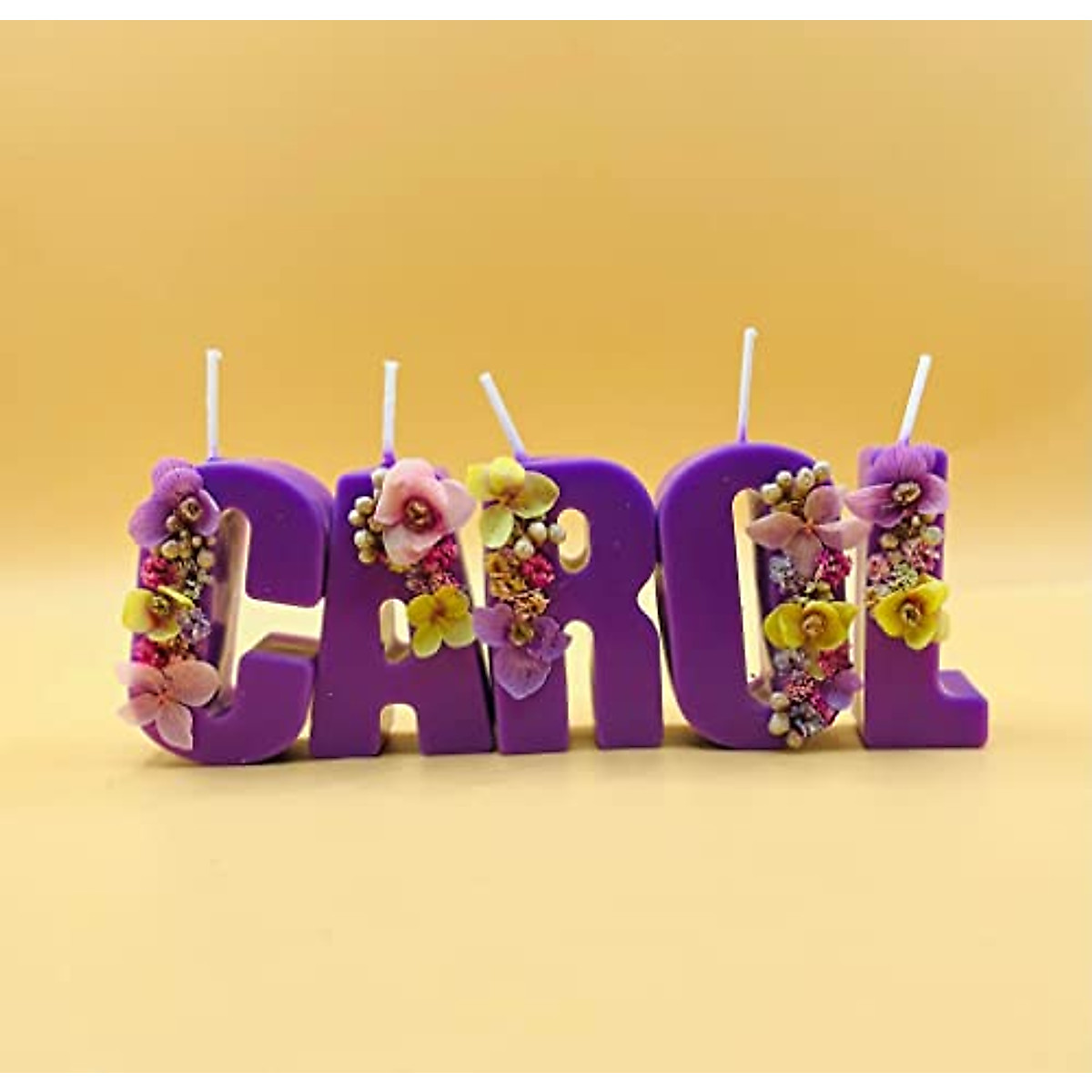 Personalized Birthday Candle. Cake Toppers. Candles with flowers. Candles for all occasions. (hot pink)
