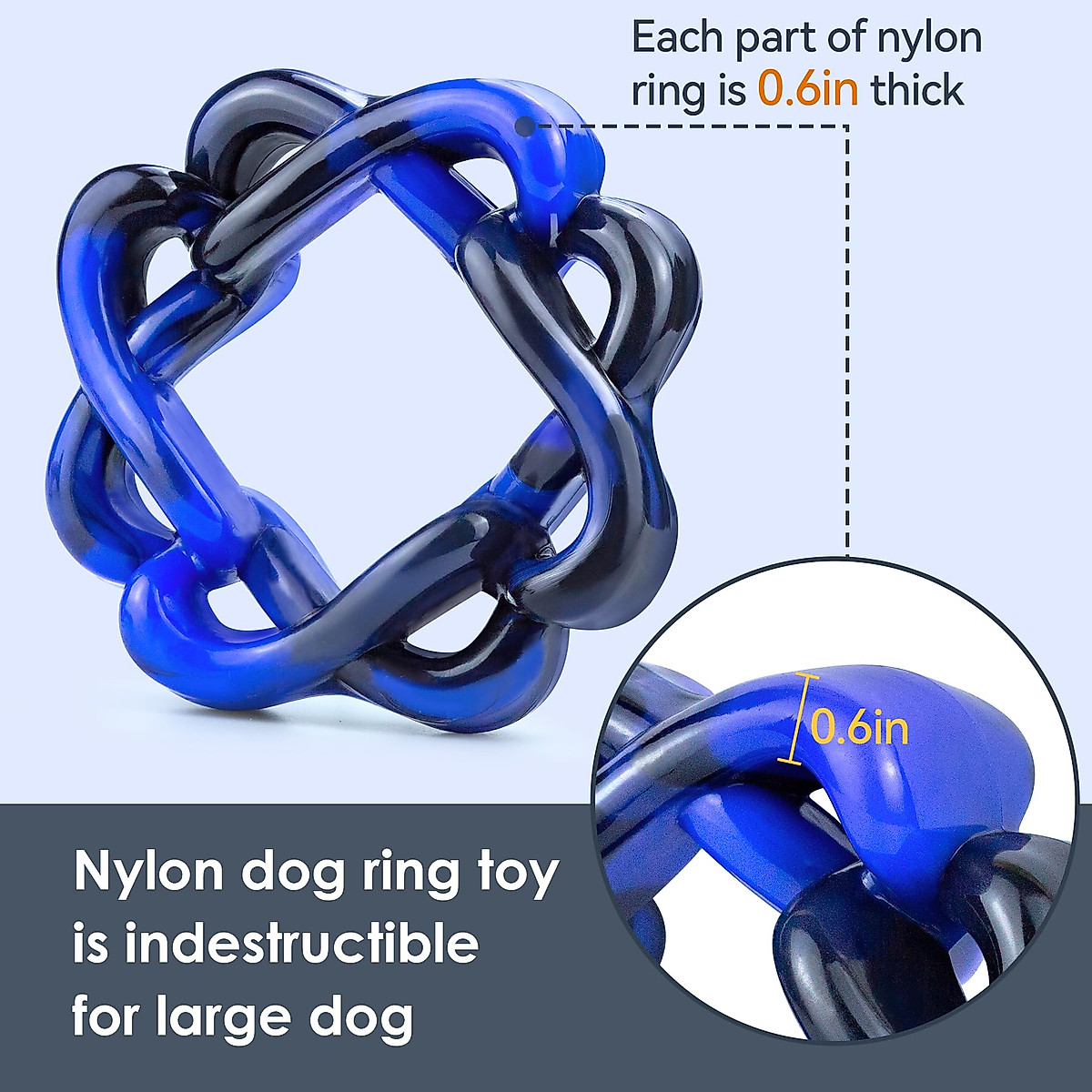 DAOZIJI Durable Dog Chew Toys Ring for Aggressive Chewers, Tough Dog Toys for Aggressive Chewers Small Medium Large Breed, Interactive Dog Ring Toys for Boredom,Super Chewer Dog Toys Chew to Keep Busy