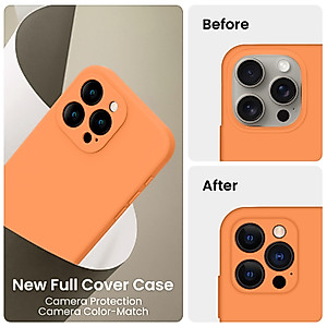 FireNova Designed for iPhone 15 Pro Case, Silicone Upgraded [Camera Protection] Phone Case with [2 Screen Protectors], Soft Anti-Scratch Microfiber Lining Inside, 6.1 inch, Kumquat