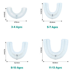 autobrush Silicone U Shaped Brush Head Replacement, Brush Head Refills, 360 Degree Oral Teeth Cleaning, Automatic Toothbrush Head Accessories, Adult and Kid Sizes (Ages 5-7, 2-Pack, Kids)
