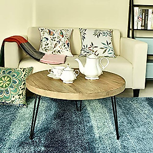 WELLAND Rustic Round Old Elm Wooden Coffee Table