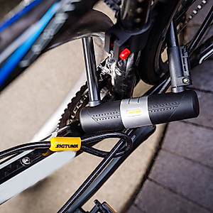 Bike U Lock - Sigtuna Bike Lock Heavy Duty Anti-Theft with 4ft/1.2m Cable, Bicycle U Lock with Sturdy Mounting Bracket for Mountain Bikes, Ebikes, Scooters