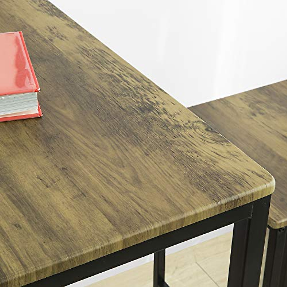 Haotian 3 Piece Bar Set, 1 Bar Table and 2 Stools, 3 Pieces Dining Set, Home Kitchen Breakfast Bar Set, Furniture Dining Set, Natural OGT03-XL