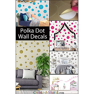 Polka Dot Wall Decals (63) Girls Room Wall Decor Stickers, Wall Dots, Vinyl Circle Peel & Stick DIY Bedroom, Playroom, Kids Room, Baby Nursery Toddler to Teen Bedroom Decoration 3"-6.5" (Grey)
