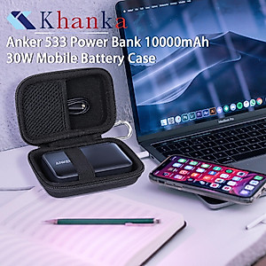 khanka Hard Travel Case for Anker 3-in-1 Fast Charging Charger with Built-in USB-C Cable/Anker 533 Power Bank/Anker Nano Power Bank,10000mAh Portable Charger (PD 30W max. Leistung),Case Only(Black)