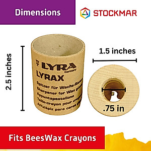 Lyra Stockmar Stick Crayon Sharpener-Twist Off Wood Top w/Cardboard Barrel- Jumbo Crayon Sharpener for Large Beeswax Crayons -Waldorf Art Supplies, Made in Germany