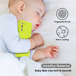 oakxco for Samsung Galaxy S21 Phone Case Liquid Silicone, Fluorescent Bright Solid Color, Cute Thin Slim Soft Rubber TPU Smooth Gel Matte Protective Cover for Women Girl Aesthetic, Lime Neon Green