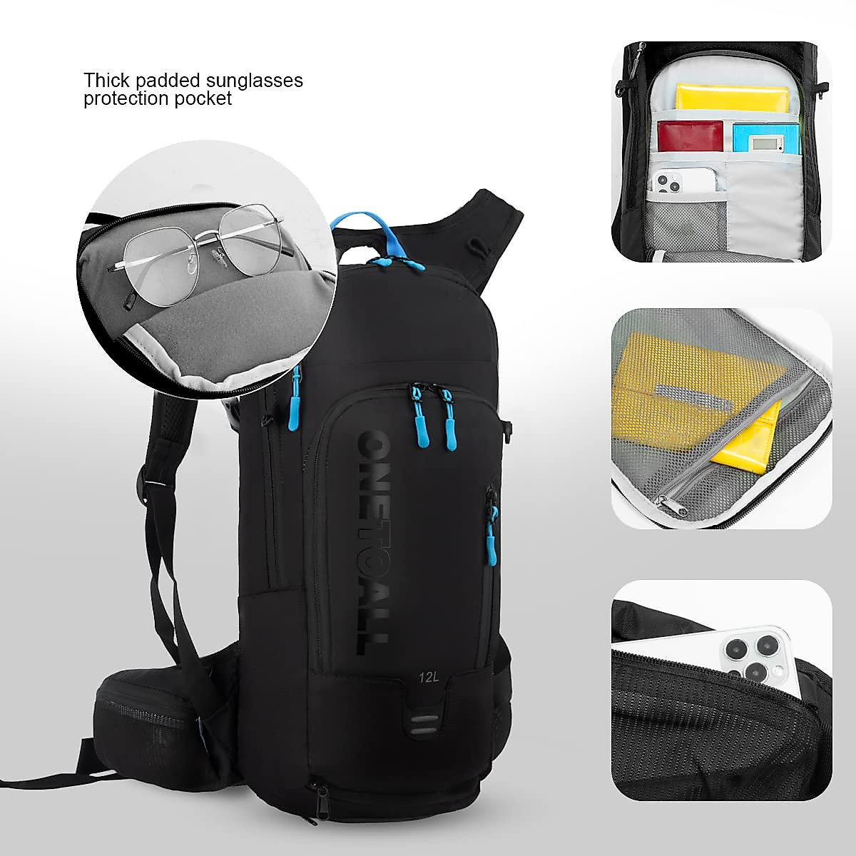 LOCAL LION Cycling Backpack, 6/12L Bike Backpacks, Running Backpack Breathable Lightweight for Travelling Hiking Biking