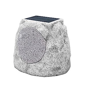 Rock Speakers Outdoor Waterproof Solar-Powered Wireless Bluetooth Portable Speaker Outdoor Bluetooth Speaker with 7 Light Colors for Patio, Party, Pool, Deck, Yard, Garden and Home (Light Grey)
