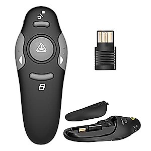 Presentation Clicker Wireless Presenter Remote, PowerPoint Clickers with Laser Pointer, RF 2.4GHz USB Wireless Presenter Clicker for PowerPoint Presentations for Mac/Laptop/Computer
