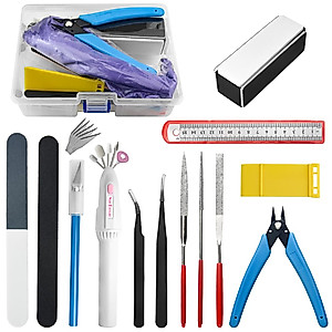 BXQINLENX Professional 15 PCS Gundam Model Tools Kit Modeler Basic Tools Craft Set Hobby Building Tools Kit for Gundam Car Model Building Repairing and Fixing(C)