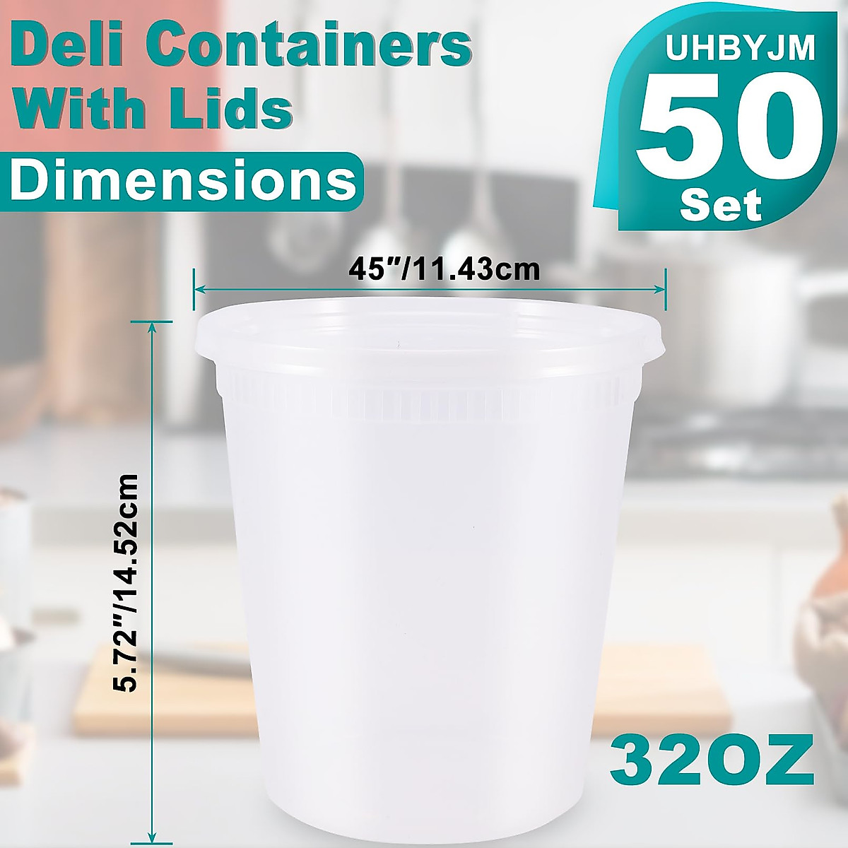 IJRPLM 50 Pack Deli Containers with Lids,32oz Plastic Deli Food Storage Containers, Leakproof Clear Takeout Container With Airtight Lids, BPA-Free, Microwave Dishwasher Freezer Safe,Heavy-Duty Quality