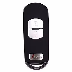 Remote Smart Key Fob Shell Case Fit for Mazda 3 CX-3 CX-5 WAZSKE13D01 662F-SKE13D01 3 Buttons Replacement Keyless Entry Car Key Fob Cover (Silver, 3 Buttons)