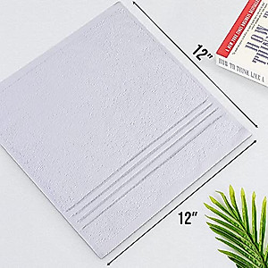 Utopia Towels 12 Pack Premium Wash Cloths Set (12 x 12 Inches) 100% Cotton Ring Spun, Highly Absorbent and Soft Feel Washcloths for Bathroom, Spa, Gym, and Face Towel (White)