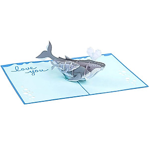 PopLife Humpback Whale Parent and Child 3D Pop Up Card - Mother's Day Gift, Whale Lover's Birthday, Graduation - for Mom, for Daughter, for Son, for Parent, for Dad