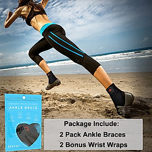 Ankle Brace, 2PCS Ankle Braces for Men & Women, Adjustable Compression Ankle Wrap Support for Ankle Protection, Breathable & Comfortable, Ankle Support Brace for Sprains, Sports Injuries and Recovery