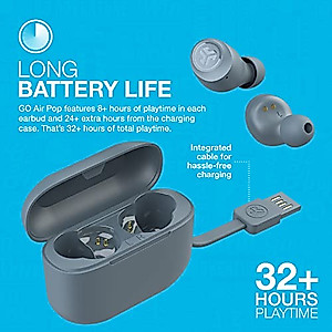 JLab Go Air Pop True Wireless Bluetooth Earbuds + Charging Case | Slate | Dual Connect | IPX4 Sweat Resistance | Bluetooth 5.1 Connection | 3 EQ Sound Settings Signature, Balanced, Bass Boost