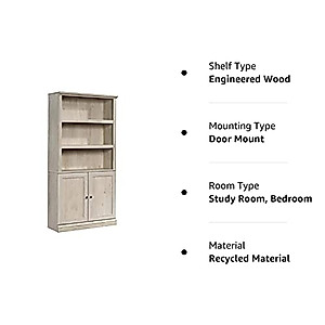 Sauder Miscellaneous Bookcase with Doors, L: 35.28" x W: 13.23" x H: 69.76", Chalked Chestnut finish