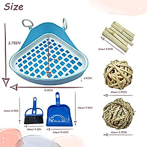 Rabbit Triangle Potty Trainer Corner Small Animal Toilet Litter Box Pet Bedding Pee Pan Tray Toilet for Hamster Chinchilla Guinea Pig Bunny Ferret (Blue)