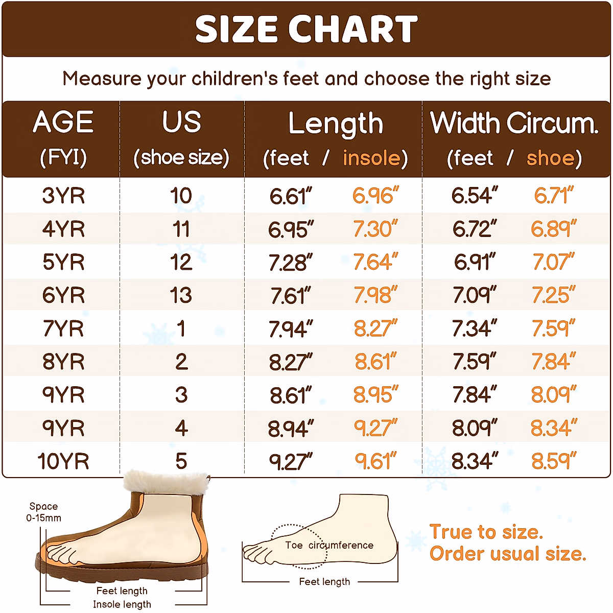 Girls Fuzzy Warm Winter Short Boots with Furry Faux Fur Lining Brown Size Big Kids US 1