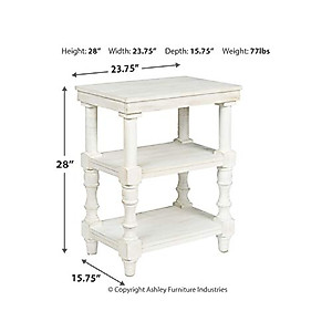 Signature Design by Ashley Dannerville Cottage Wood Accent Table with USB Plug Chargers, 28", White