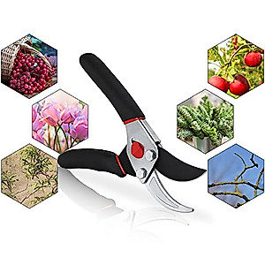 GARTOL Bypass Pruning Shears, 8.5 Inch Garden Shears Clippers, Heavy Duty Hand Pruner, with Sharp Precision-Ground Steel Blade, Comfortable Handle, Mothers's Day Gift