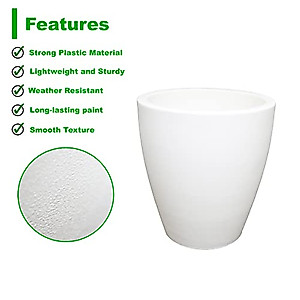 Elly Décor 12 inch Garden Planter Pot with Drainage, Large Round Modern, Lightweight & Extremely Durable | for Patio Deck Indoor Outdoor Flower | 12" x 12" White