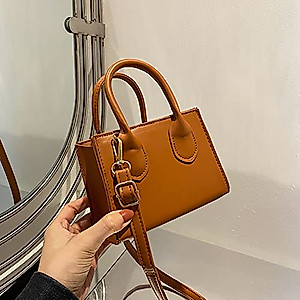 Crossbody Bags For Women,Fashion Women Leather Mini Shoulder Messenger Bag Top-handle Handbag Tote Phone Holder Female Satchel Small Purse, Light Brown