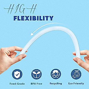 Replacement Silicone Straws for Stanley 40 oz Adventure Tumbler, 6 Pack Reusable Food Grade Silicone Straws with Cleaning Brush, Can be Cut Off — for Stanley Cup 40 oz Water Jug Accessories, 12" Long