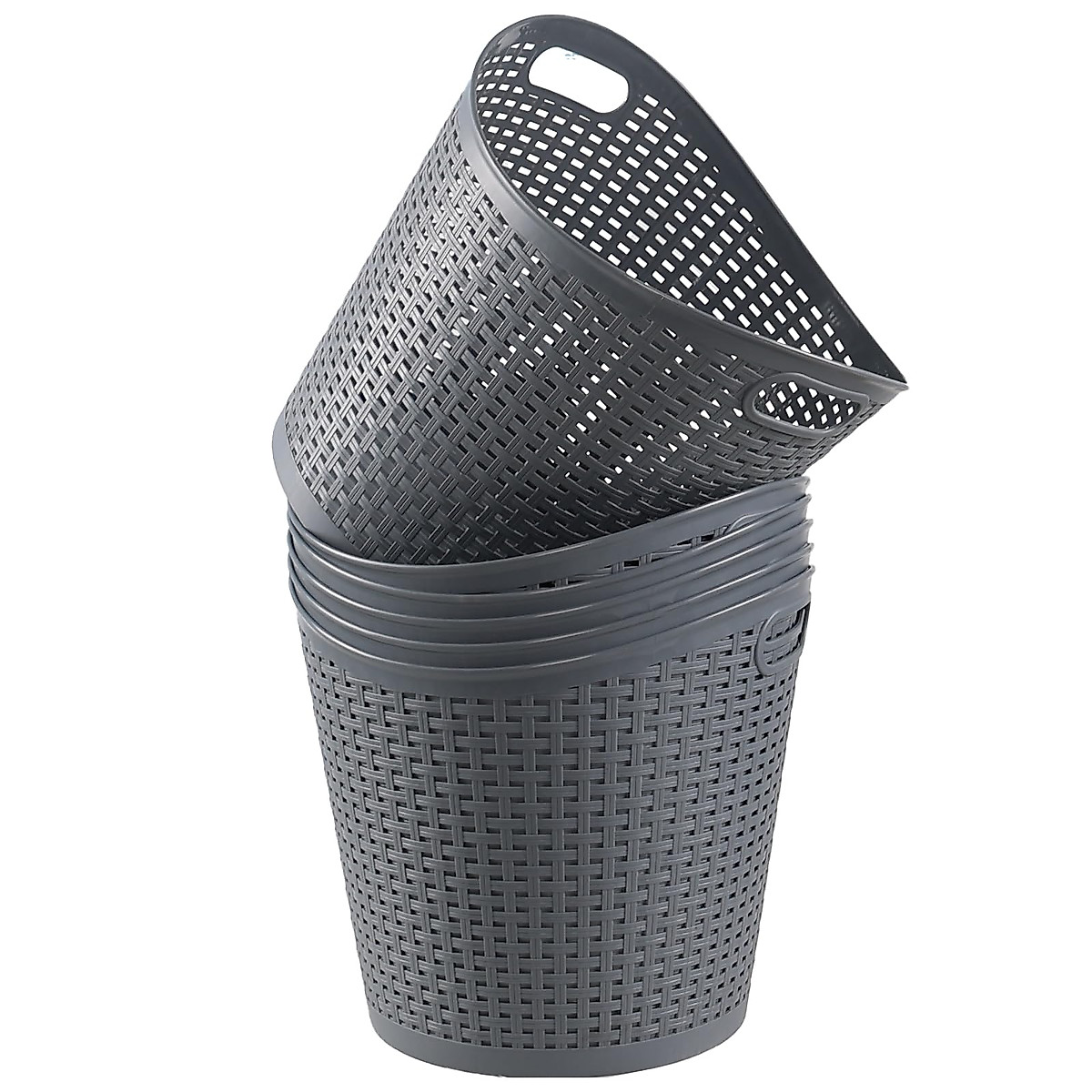 Yesdate 6-Pack 30 L Plastic Laundry Hamper, Large Plastic Storage Basket, Gray