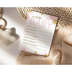 Pink and Gold Wishes for Baby, 20 Pack – Cute Words of Wisdom for Baby Girl, Baby Shower Game Planning, Guest Book Alternative, Parents Keepsake Activity, Wishing Well Birthday Ideas