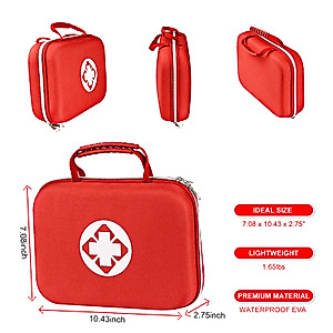 299PCS First Aid Kit Portable Red Camping Essentials Multiple Purpose Survival Kits Plus Case Emergency Set Outdoor Backpacking Gear Suitable for Hiking School Car Home YIDERBO