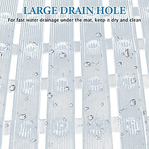 Setsail Bathtub and Shower Mats, Non-Slip Safe Bath Tub Floor Mats with Hundreds of Suction Cups and Grille Drainage Outlet Machine Washable Bath Mat for Bathroom Tub Accessories, Clear