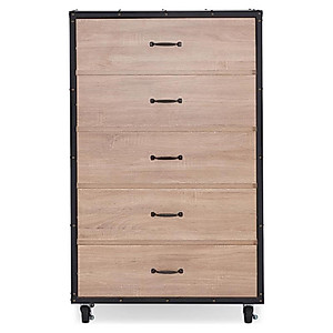 Acme Bemis Wooden Chest with Caster Wheels in Weathered Light Oak