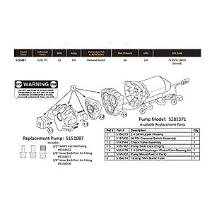 AG SOUTH 5151087 2.4 GPM 12 Volt High Performance (Hi Flo) Diaphragm Sprayer Pump 60 PSI Max 10 Amps Approved for use w/Roundup (Upgrade)