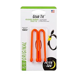 Nite Ize GT6-2PK-31 Party Supplies Original Gear, Reusable Rubber Twist Tie, 6-Inch, Bright Orange, 2 Pack, Made in The USA