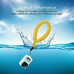 Avorast 2 Pack Waterproof Camera Float, Waterproof Float Strap for Underwater Camera, Universal Floating Wristband Hand Grip Lanyard Compatible with GoPro, Waterproof Pouch Case (Lemon Yellow)